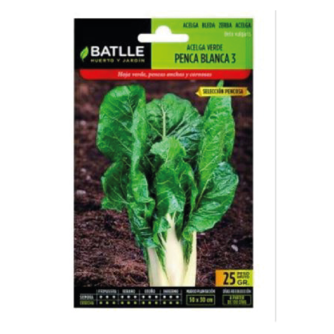 Acelga Verde De Penca Blanca 3 Sel. Pencosa 25gr | Jardinedia
